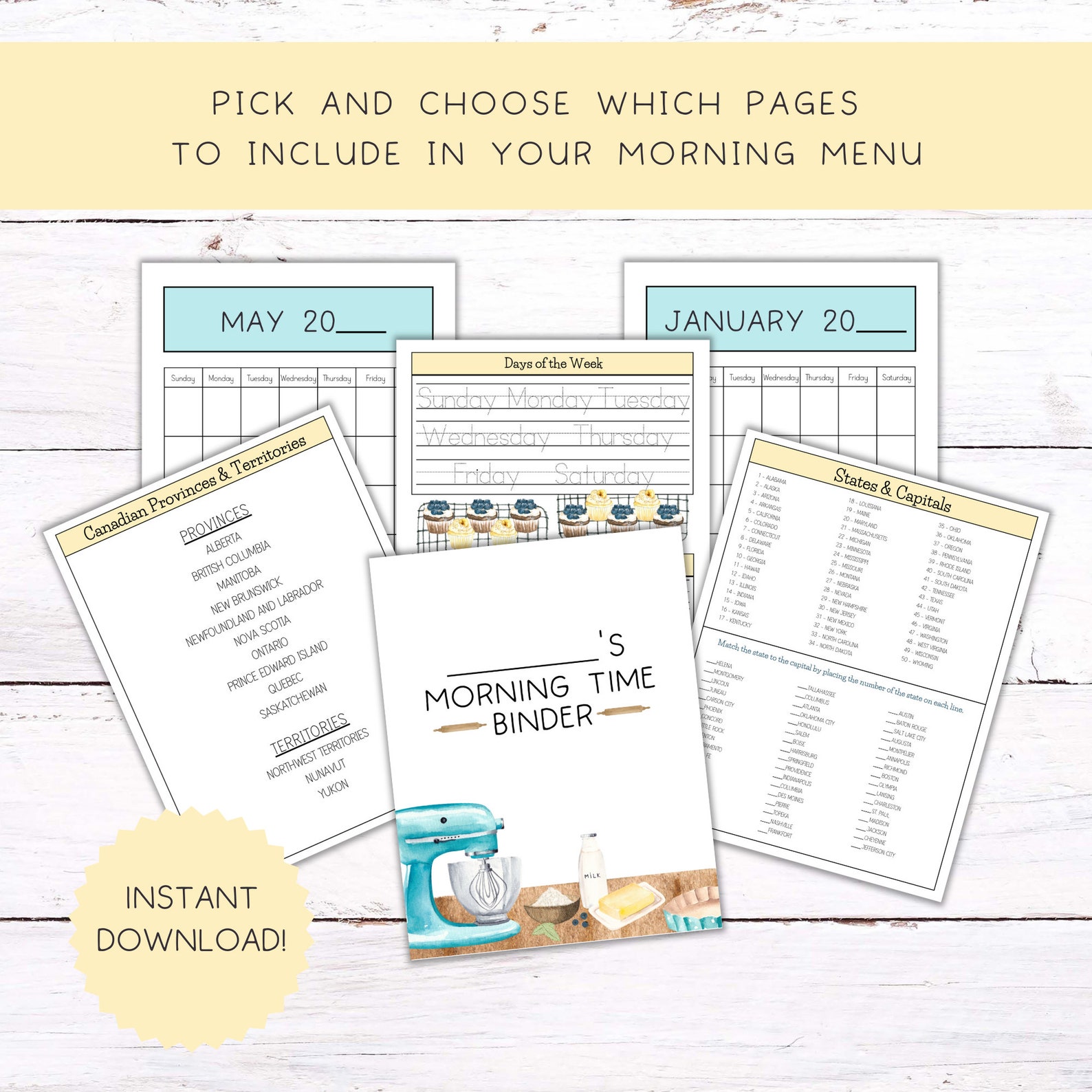 Morning Menu Pages | Homeschool Morning Menu | Calendar Pages | Morning ...