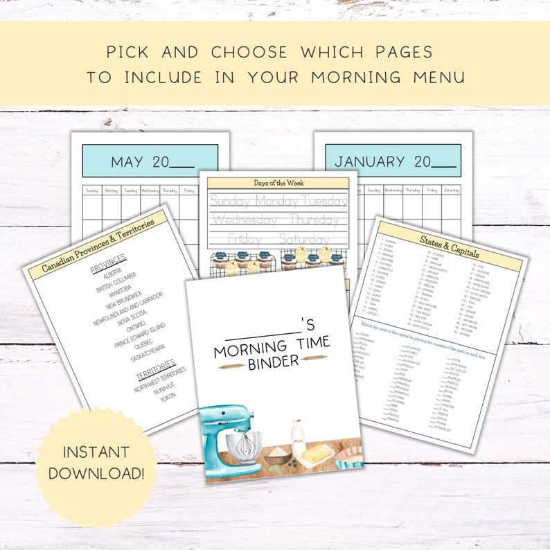 Morning Menu Pages | Homeschool Morning Menu | Calendar Pages | Morning ...