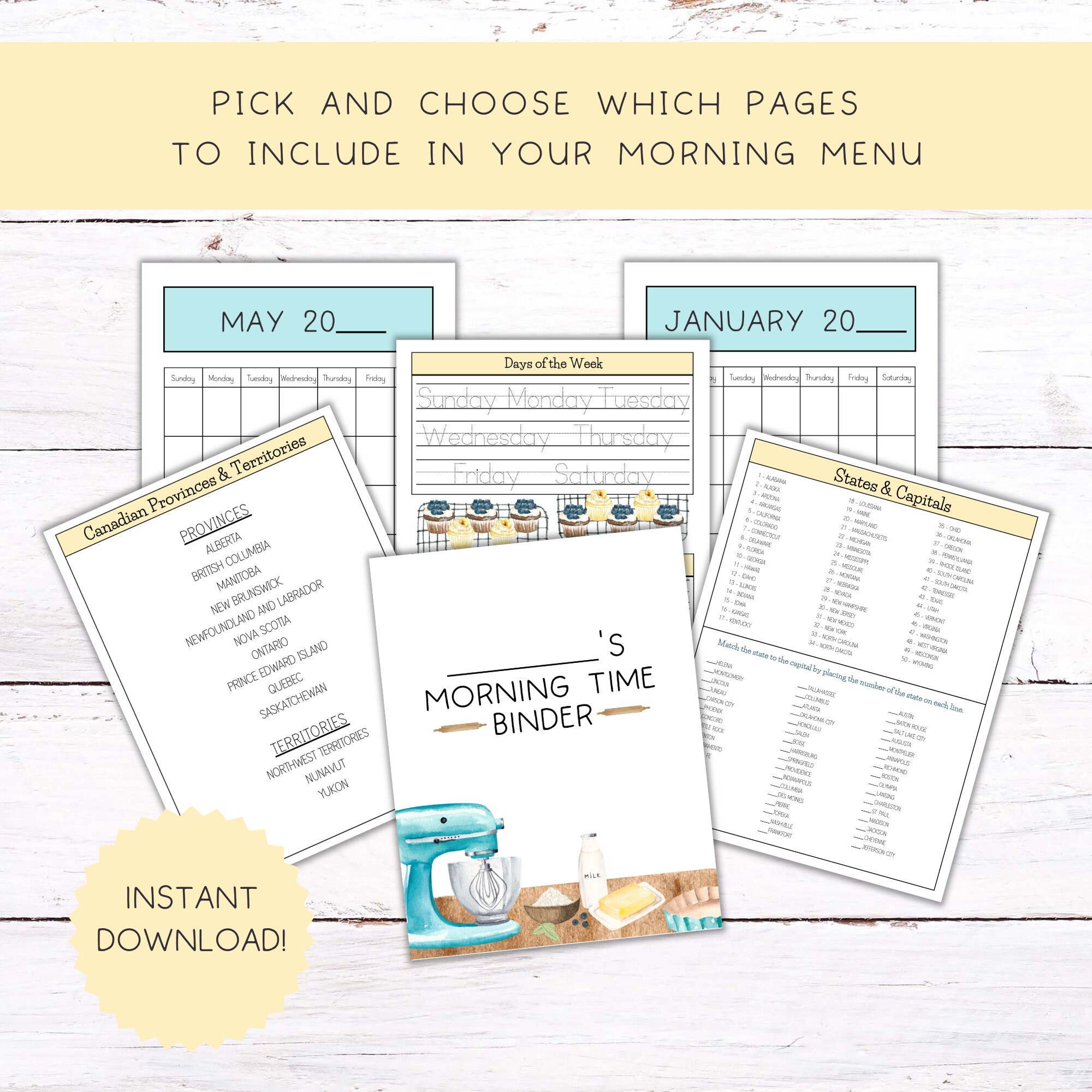 Morning Menu Pages | Homeschool Morning Menu | Calendar Pages | Morning ...