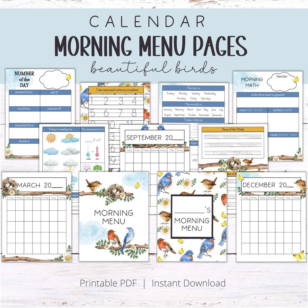 Morning Menu Pages | Homeschool Morning Basket | Calendar Pages ...