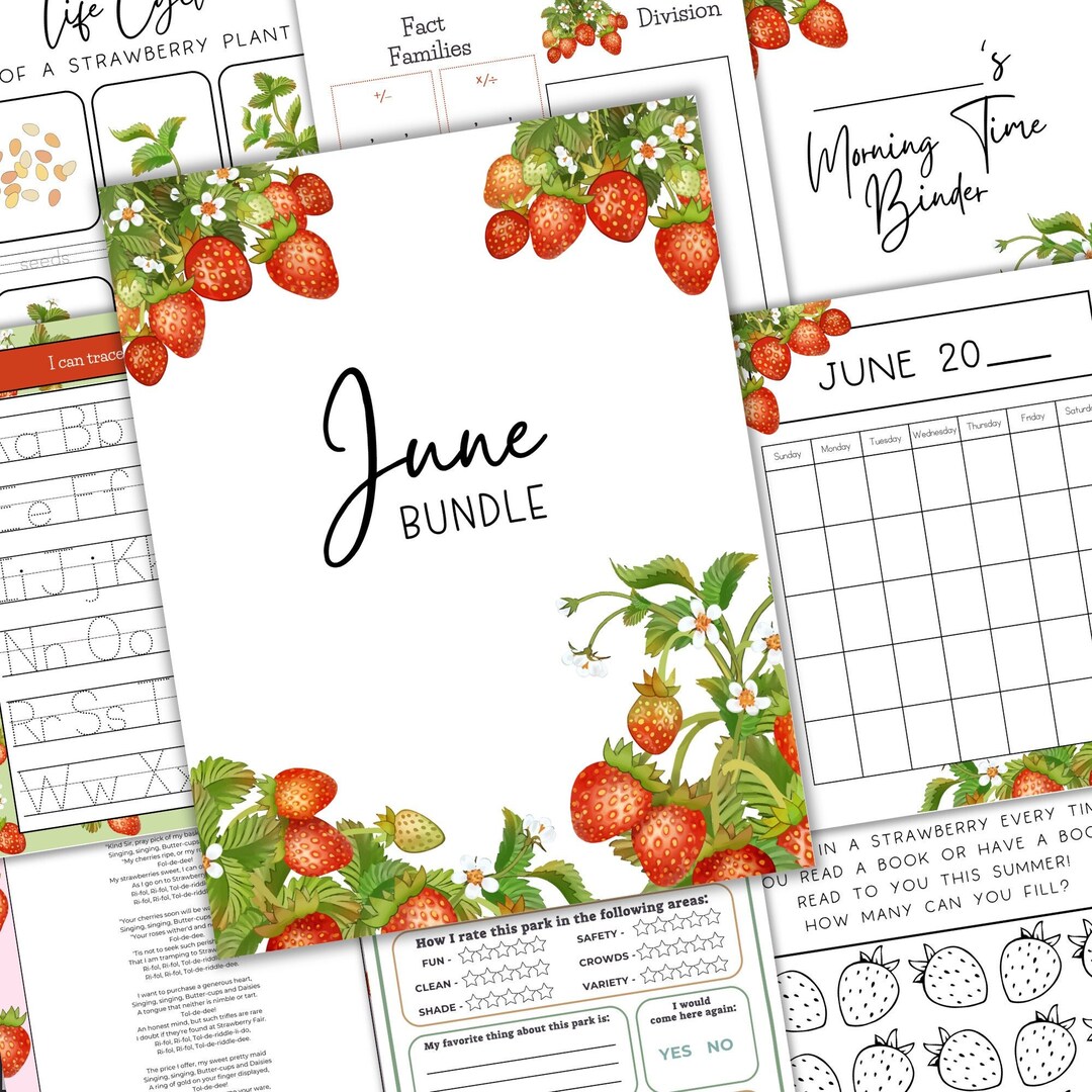 June Bundle | Summer Morning Menu | Summer Printables | Strawberry ...