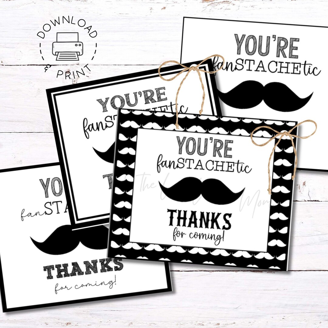 Printable Gift Tags | Party Favor Tags | Mustache - Etsy