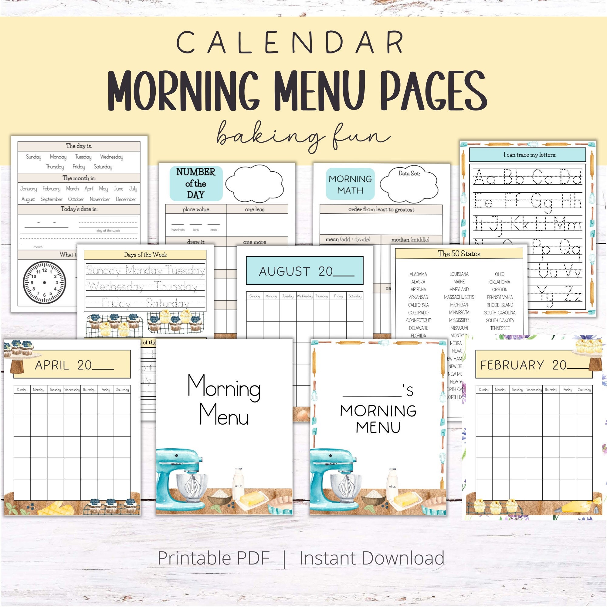 Morning Menu Pages Homeschool Morning Menu Calendar Pages Morning Time ...
