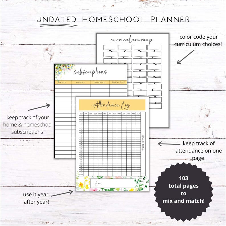 Homeschool Planner Canva Template | Undated Planner | Homeschool ...