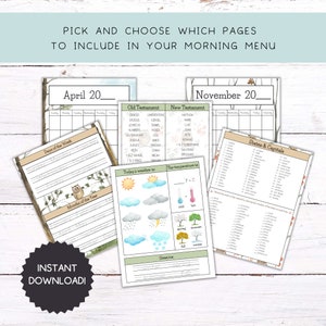 Forest Homeschool Morning Menu Pages - Calendar & Copywork (PDF) - Etsy