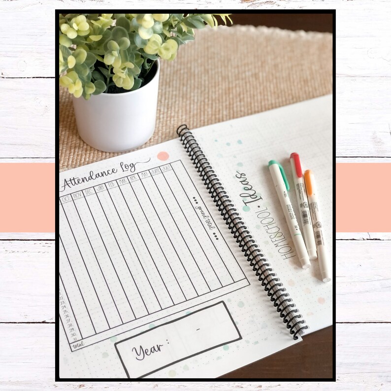 Printable Homeschool Bullet Journal Planner | Watercolor Dots - Etsy
