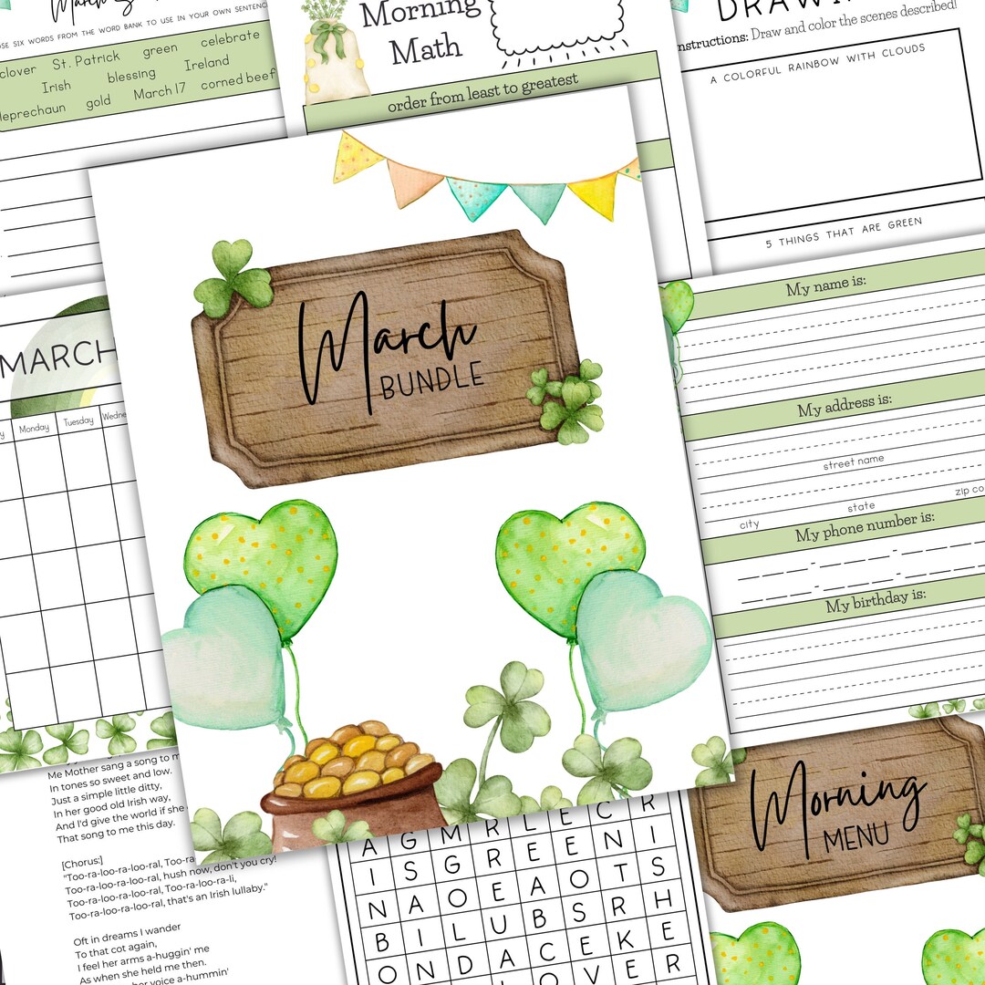 March Bundle | Morning Menu | St. Patrick's Day Printables - Etsy