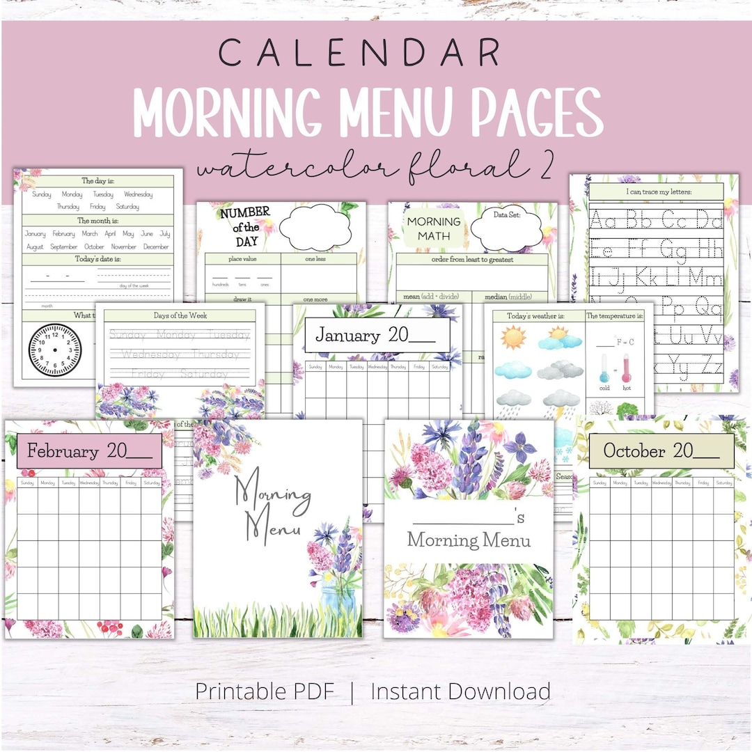 Morning Menu Pages | Homeschool Morning Menu | Calendar Pages | Morning ...