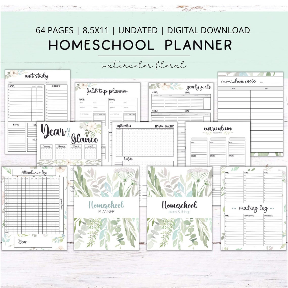 Homeschool Planner Undated Planner Homeschool Trackers Printable ...