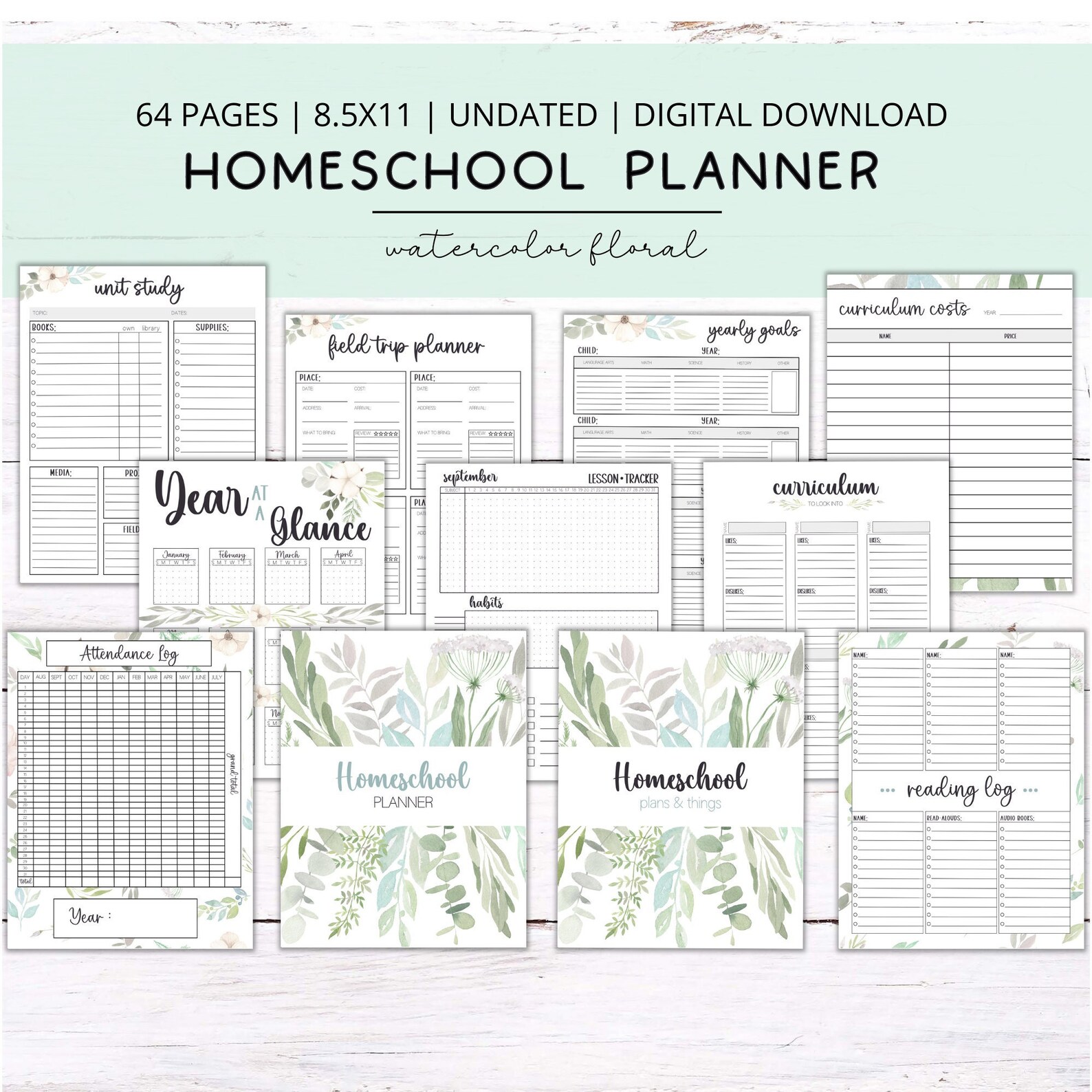 Homeschool Planner Undated Planner Homeschool Trackers Printable ...