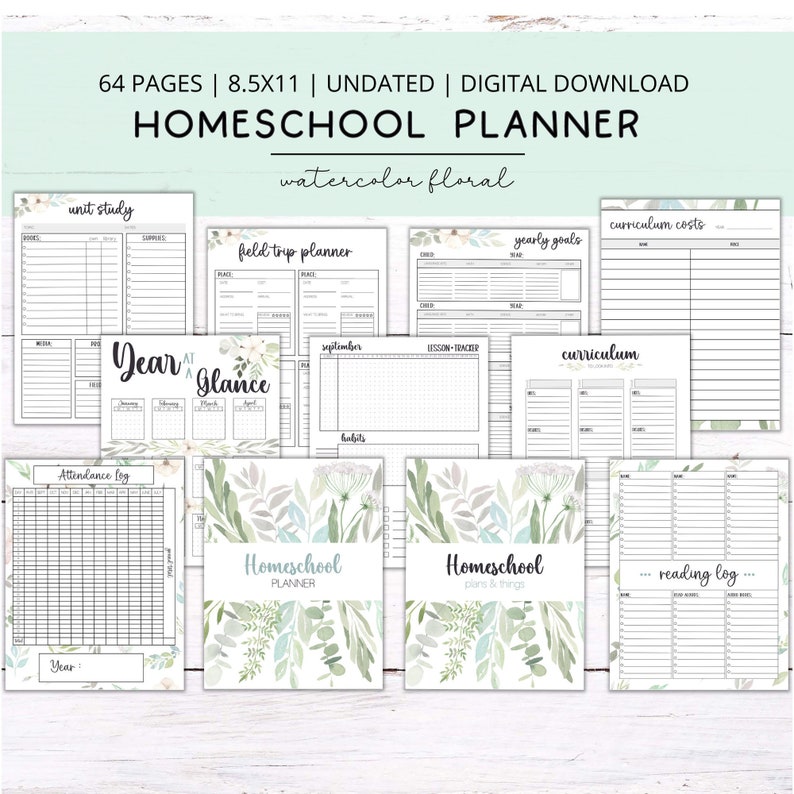 Homeschool Planner Undated Planner Homeschool Trackers Printable ...