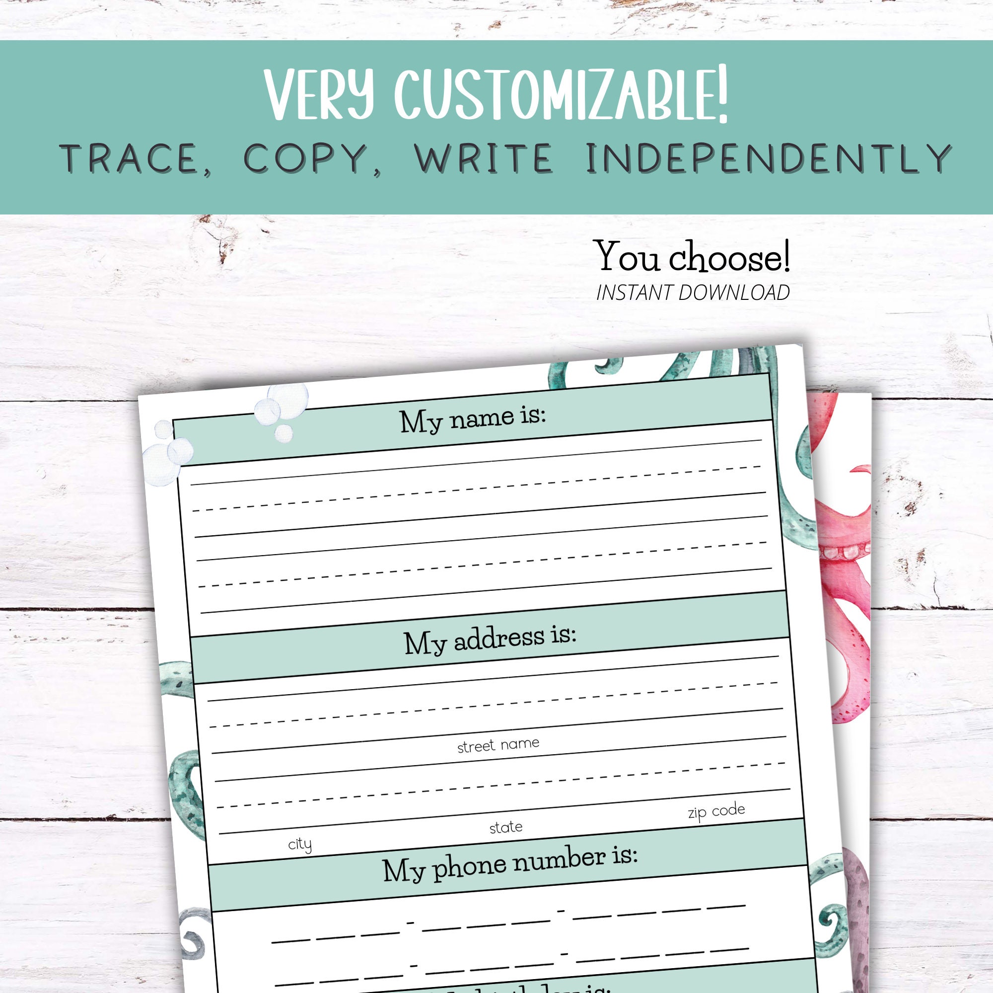 Morning Menu Pages Under the Sea Calendar Pages Homeschool Morning Menu ...