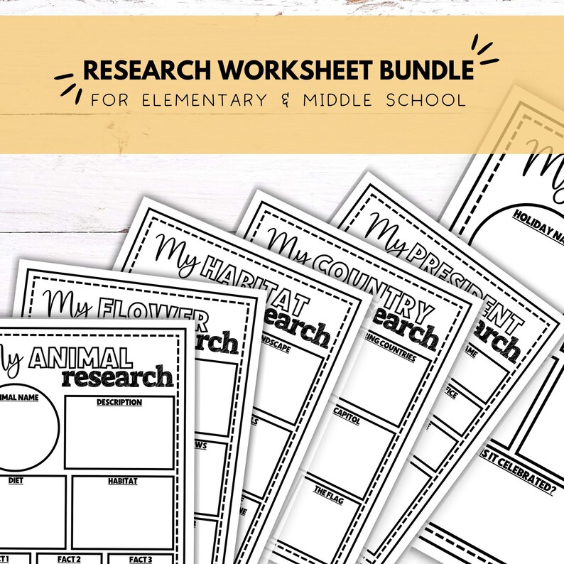 Research Worksheet Bundle Printable Research Template Essay ...