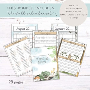Forest Animals Morning Menu Bundle | Homeschool Calendar Printables ...