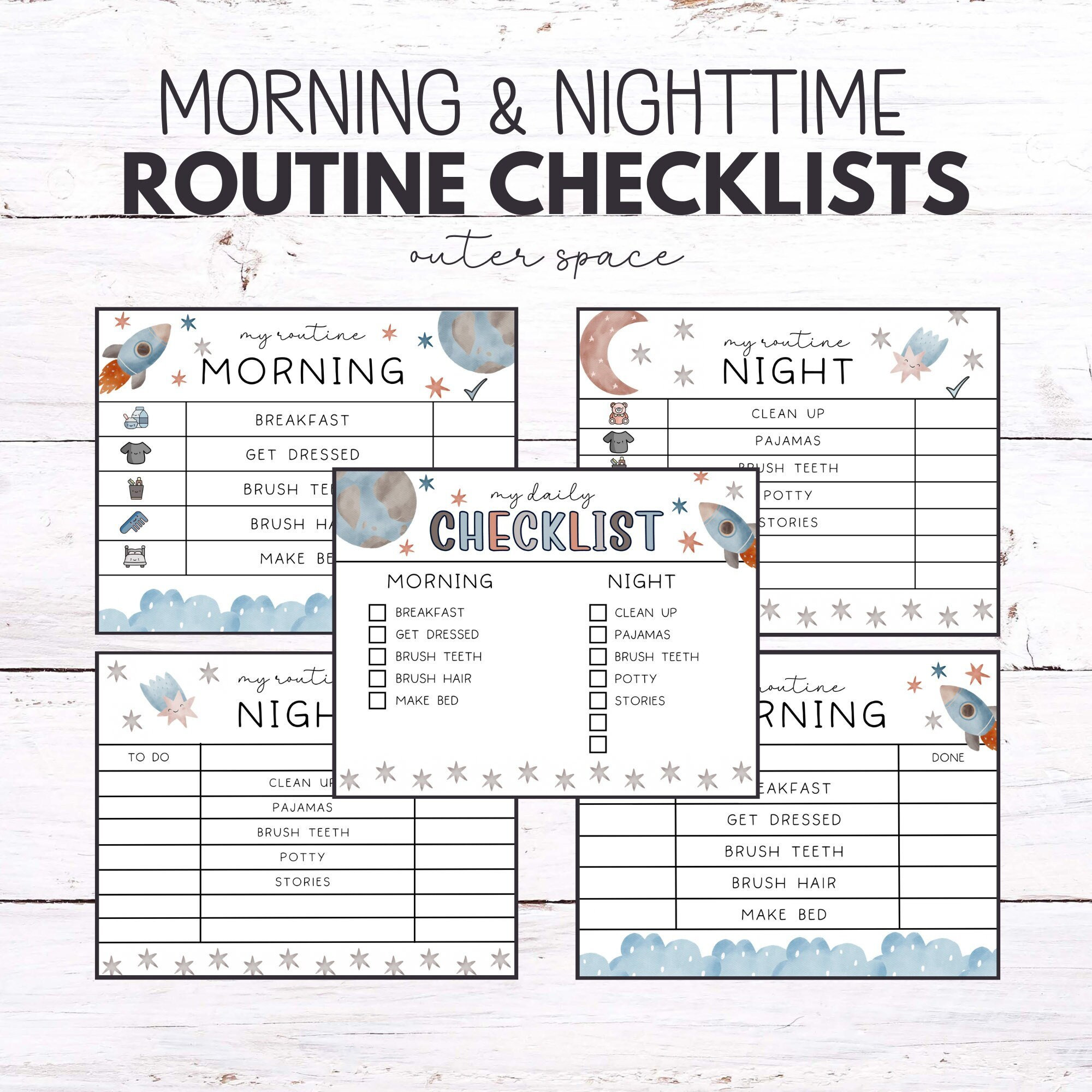 Daily Routine Chart Morning Routine Daily Checklist for - Etsy