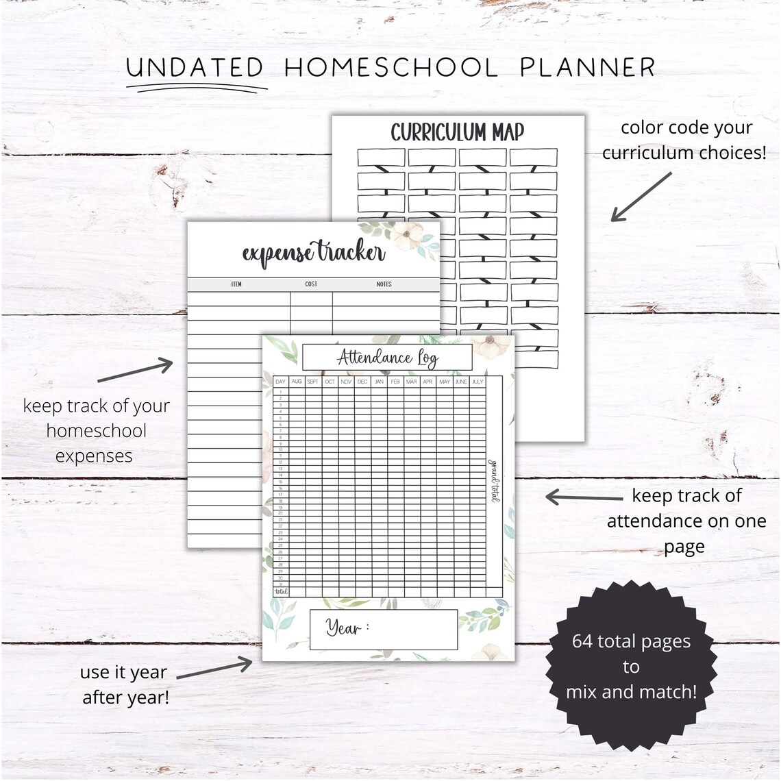 Homeschool Planner Undated Planner Homeschool Trackers Printable ...