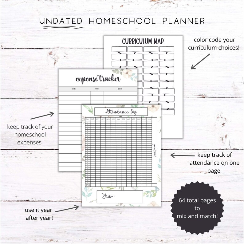 Homeschool Planner | Undated Planner | Homeschool Trackers | Printable ...