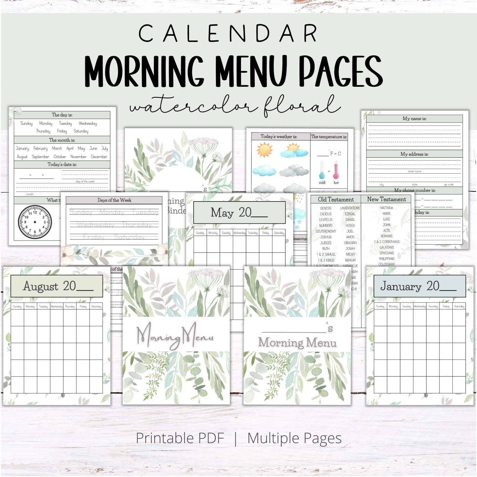Morning Menu Pages Homeschool Morning Menu Calendar Pages Morning Time ...