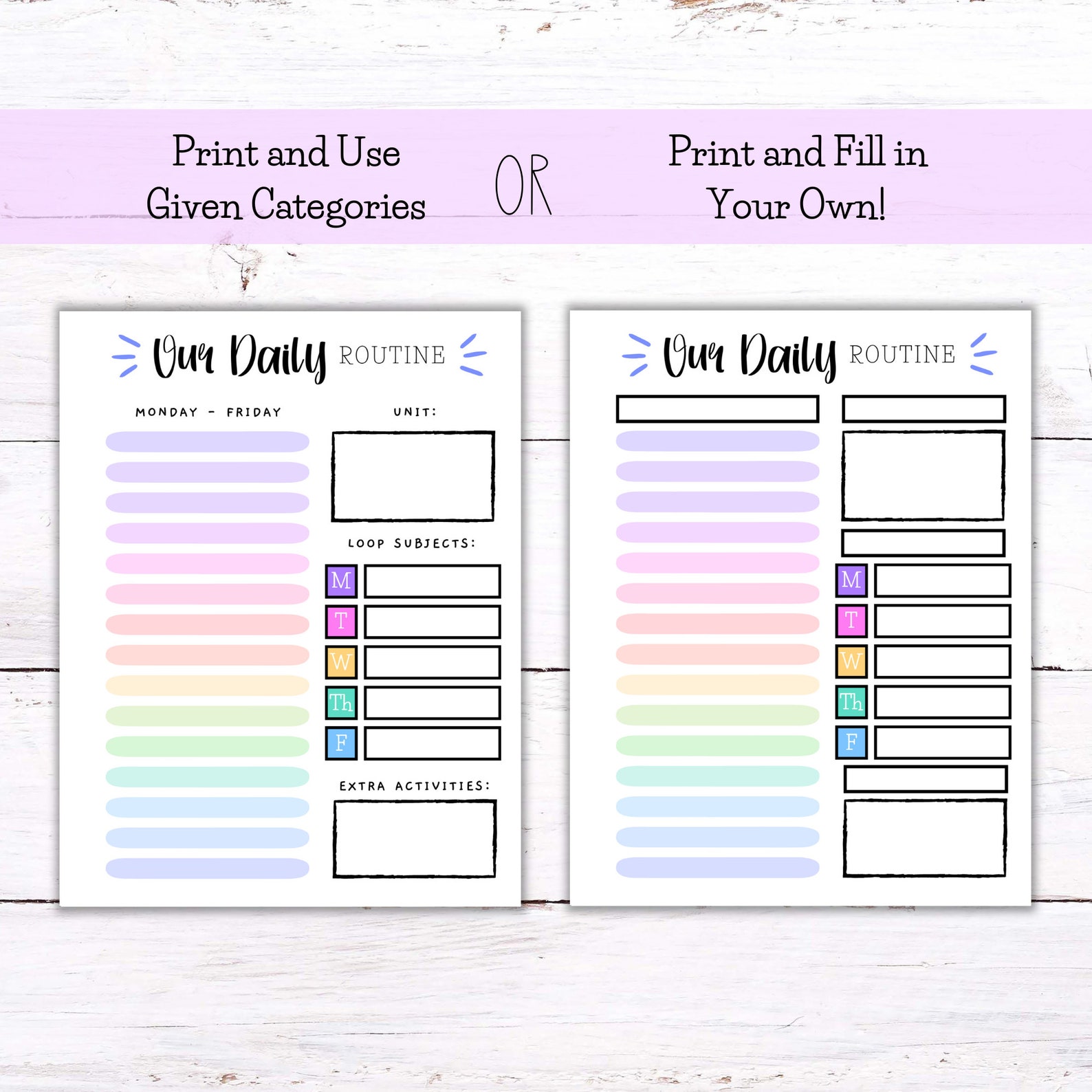 Daily Routine Template in Pastel Daily Schedule Printable - Etsy