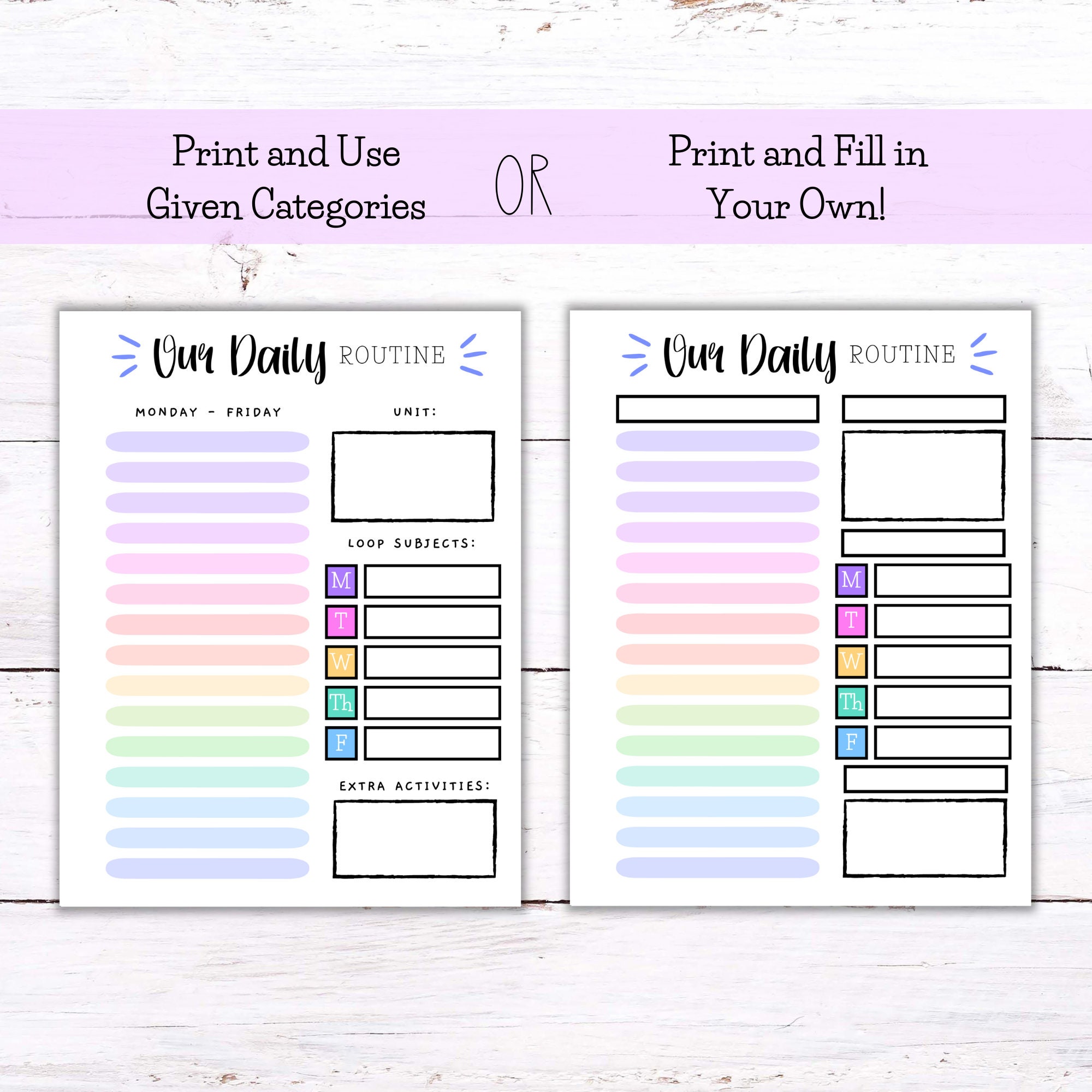 Daily Routine Template in Pastel | Daily Schedule Printable ...
