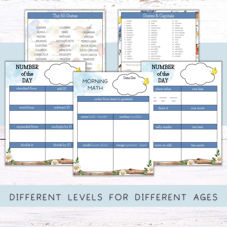 Morning Menu Pages Homeschool Morning Basket Calendar - Etsy