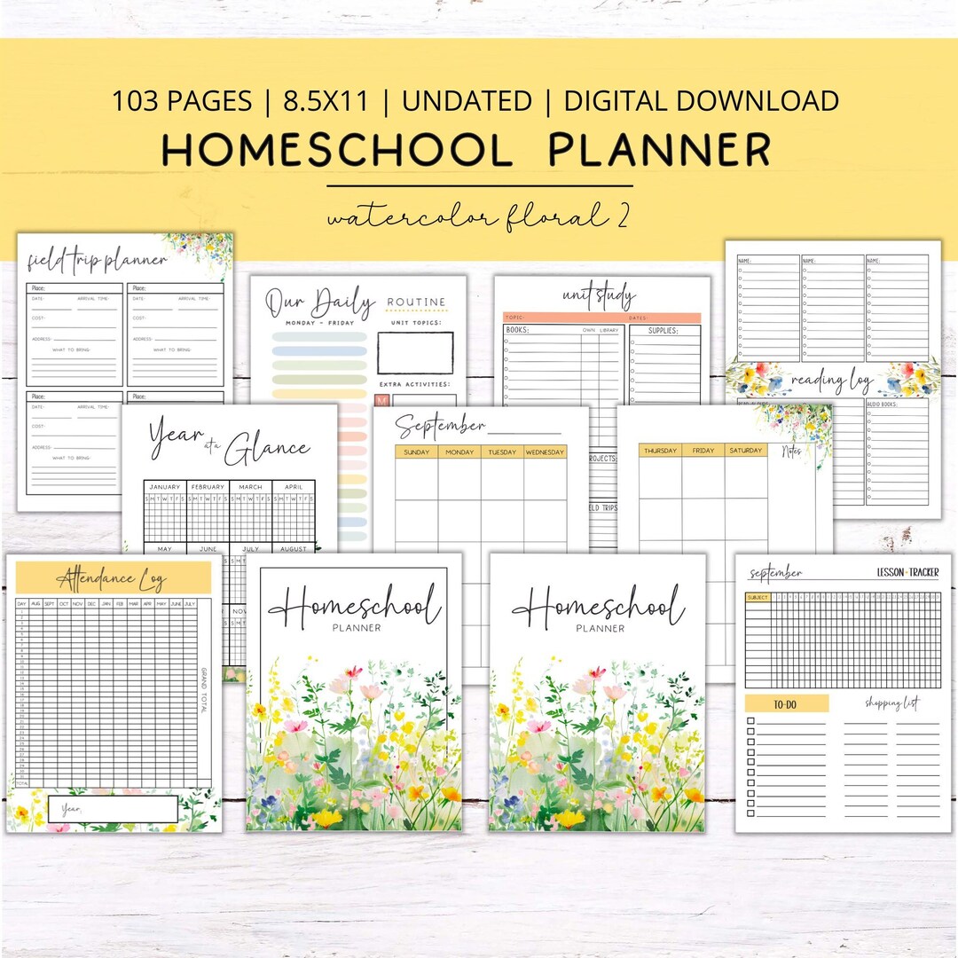 Homeschool Planner | Undated Planner | Homeschool Trackers | Printable ...