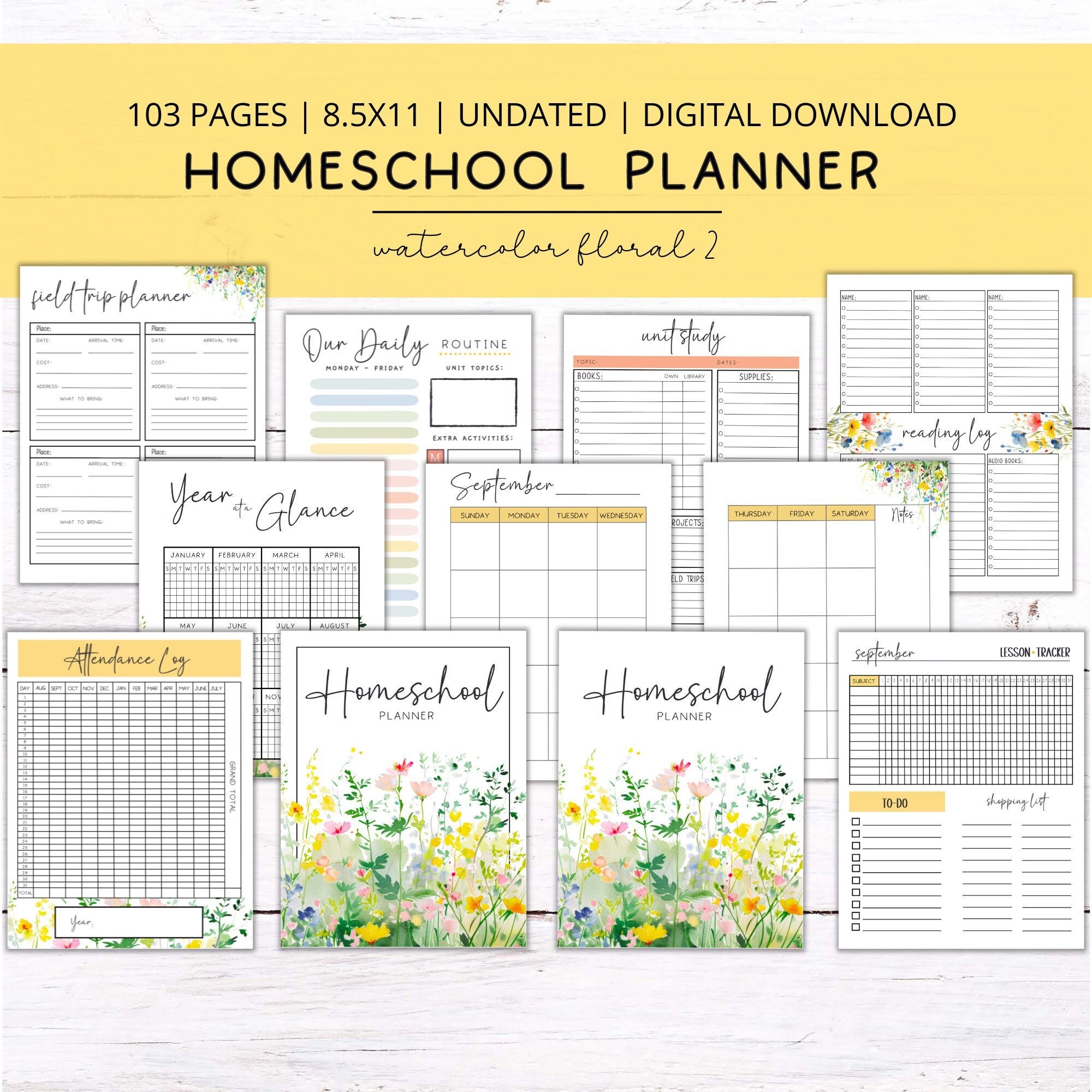 Homeschool Planner | Undated Planner | Homeschool Trackers | Printable ...