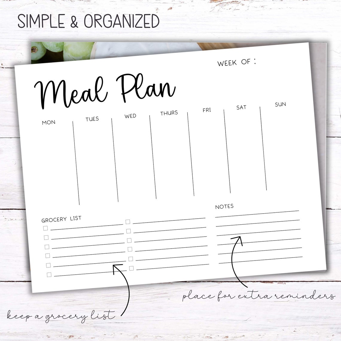 Printable Menu Planner Meal Planner Weekly Menu Digital Meal Plan ...