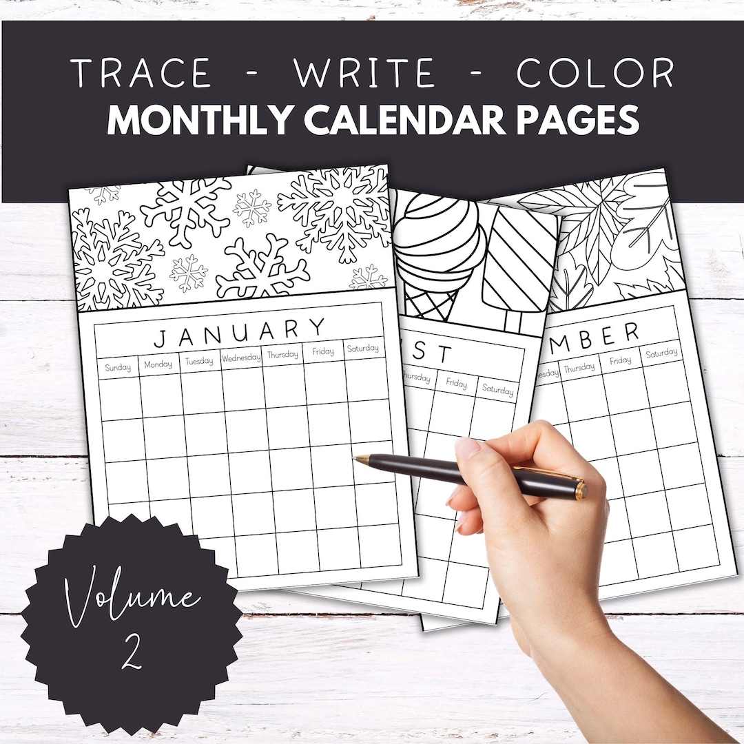 Monthly Calendar Set | Coloring Calendar | Homeschool Morning Menu ...