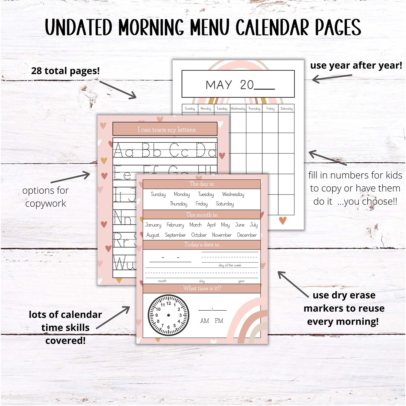 Morning Menu Pages Homeschool Morning Menu Calendar Pages - Etsy