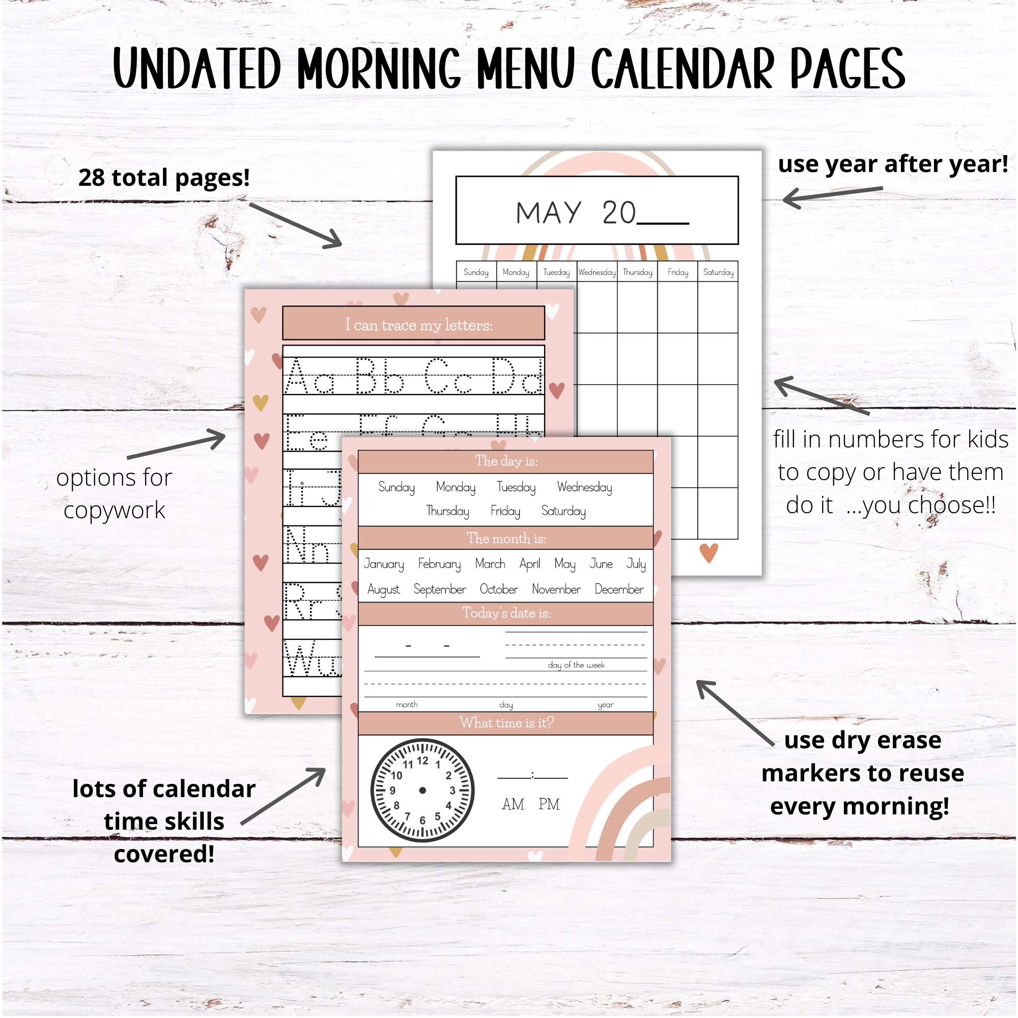 Morning Menu Pages Homeschool Morning Menu Calendar Pages - Etsy