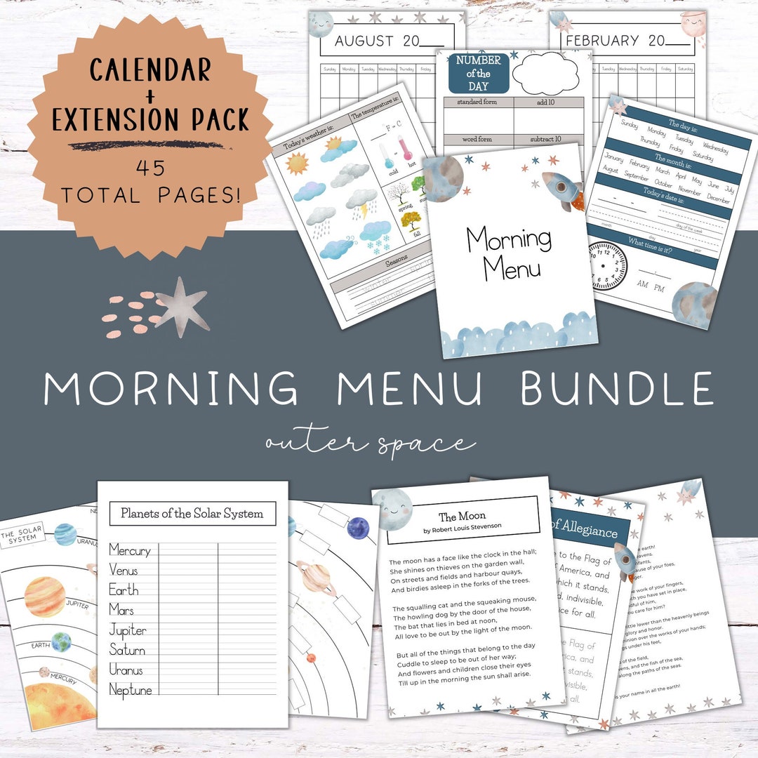 Morning Menu Bundle Calendar Pages Morning Basket Calendar Skills ...