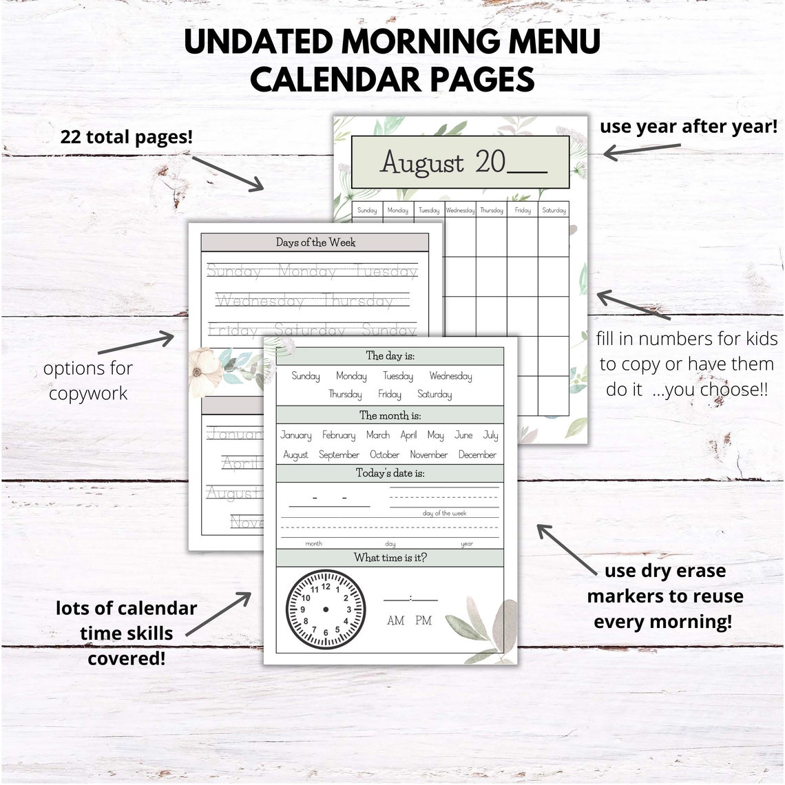 Morning Menu Pages Homeschool Morning Menu Calendar Pages - Etsy