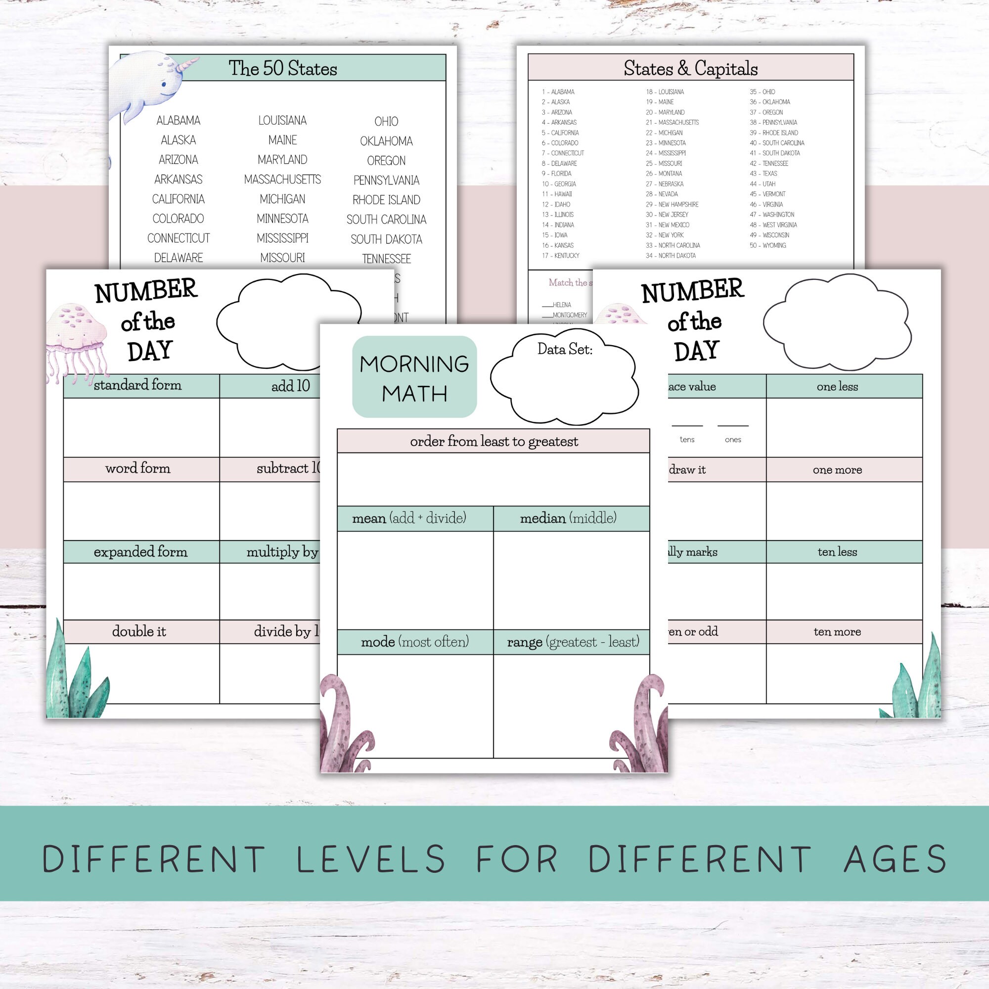 Morning Menu Pages - Under the Sea | Calendar Pages | Homeschool ...