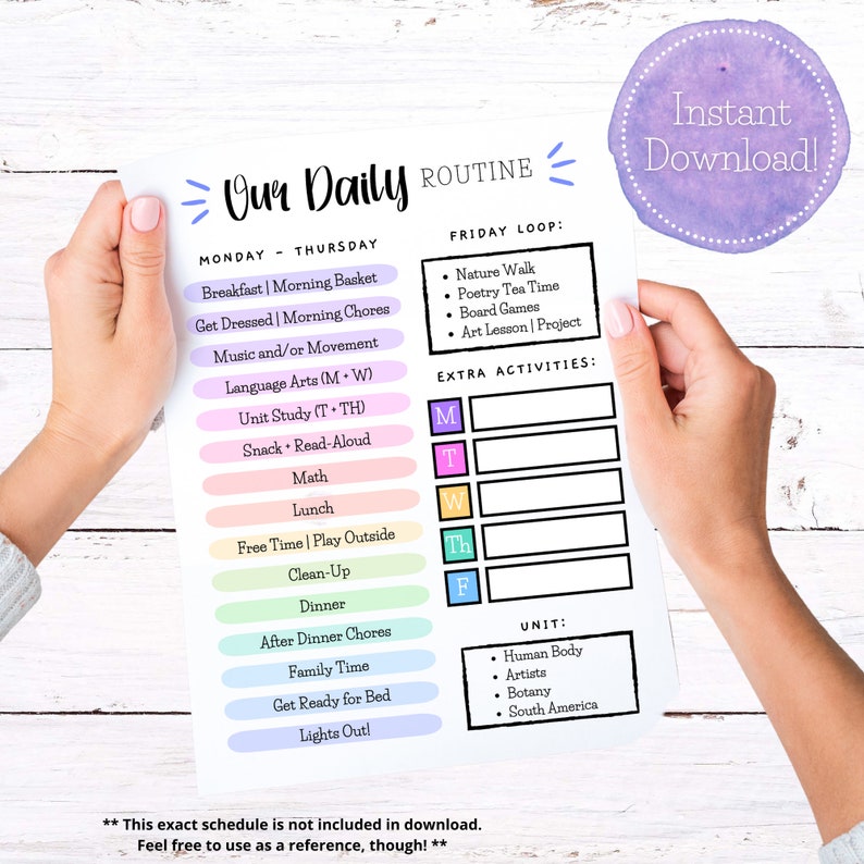 Daily Routine Template in Pastel Daily Schedule Printable - Etsy