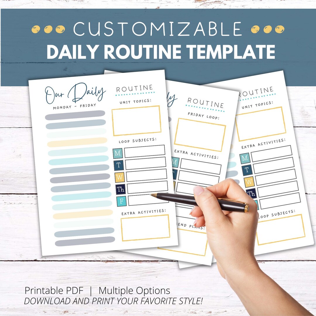 Daily Routine Template | Daily Schedule Printable | Homeschool Routine ...