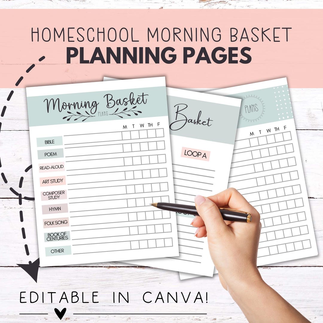 Editable Homeschool Morning Basket Schedule | Canva Template (digital ...