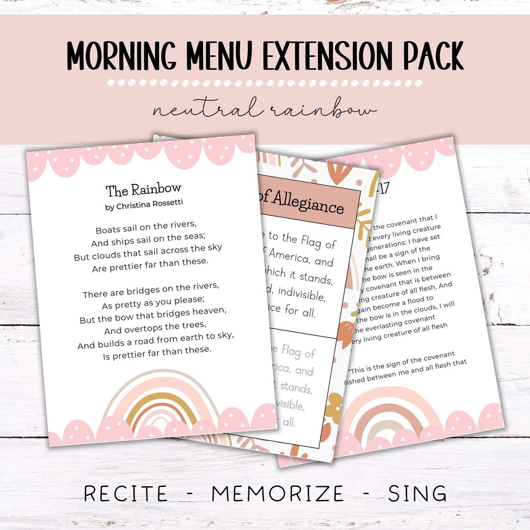 Homeschool Morning Menu Extension Pack | Rainbow Design (PDF) - Etsy