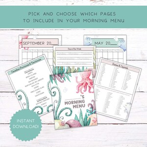 Morning Menu Pages - Under the Sea | Calendar Pages | Homeschool ...