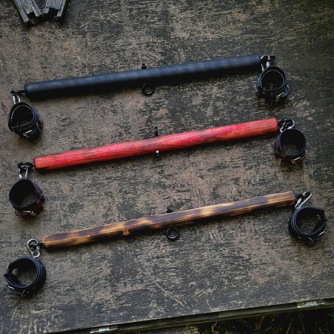 Beautiful and Brutal Handmade Leather Cuffs With Spreader Bar. - Etsy