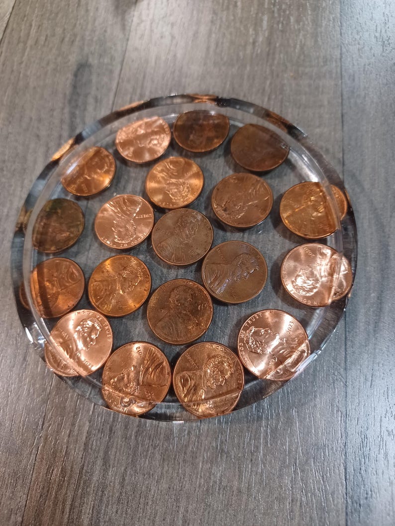 Handmade Round Lucky Penny Resin Coaster - Etsy