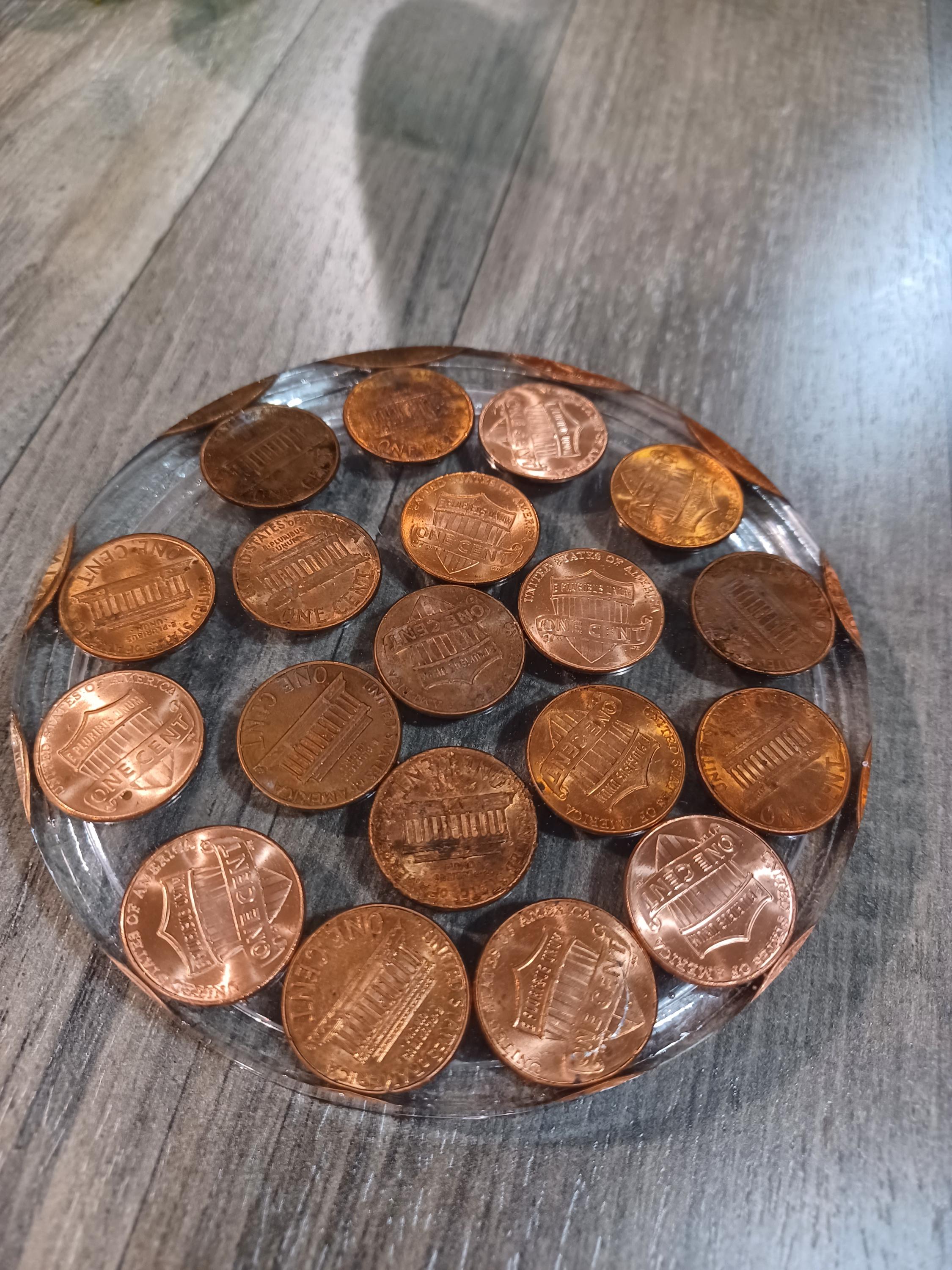 Handmade Round Lucky Penny Resin Coaster - Etsy