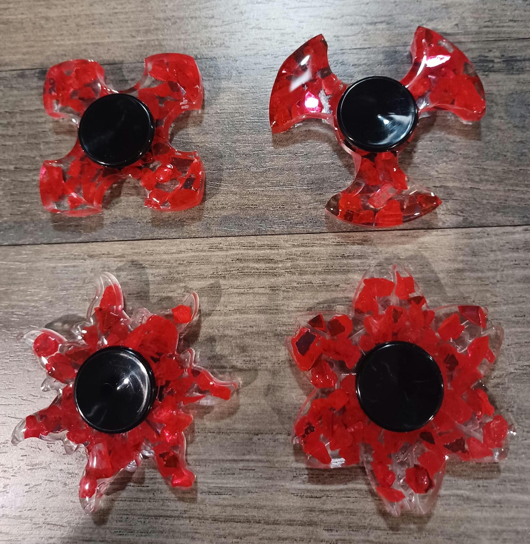 Set of 4 Red Resin Fidget Spinners - Etsy