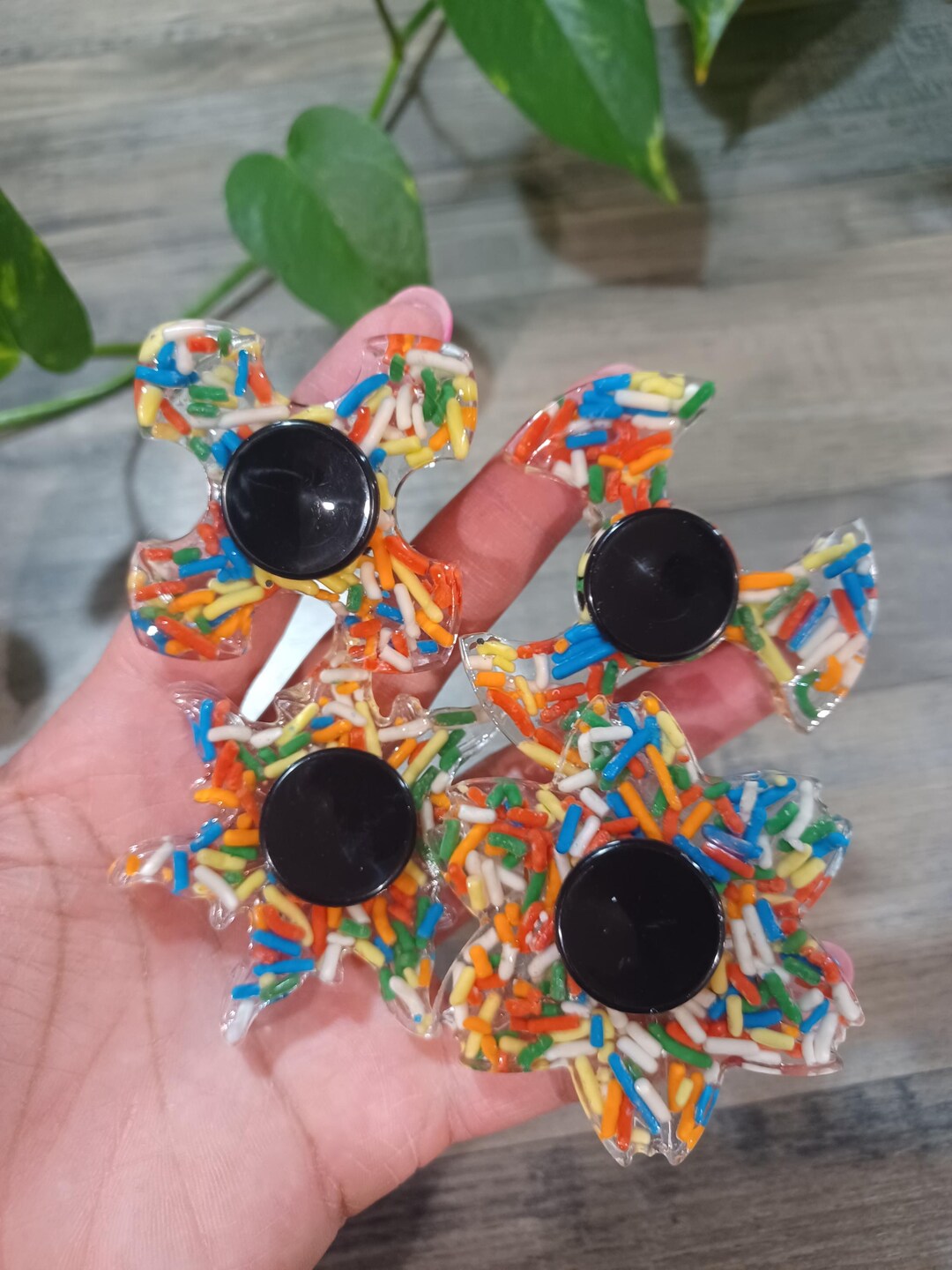 Set of 4 Resin Fidget Spinners Made With Real Sprinkles - Etsy
