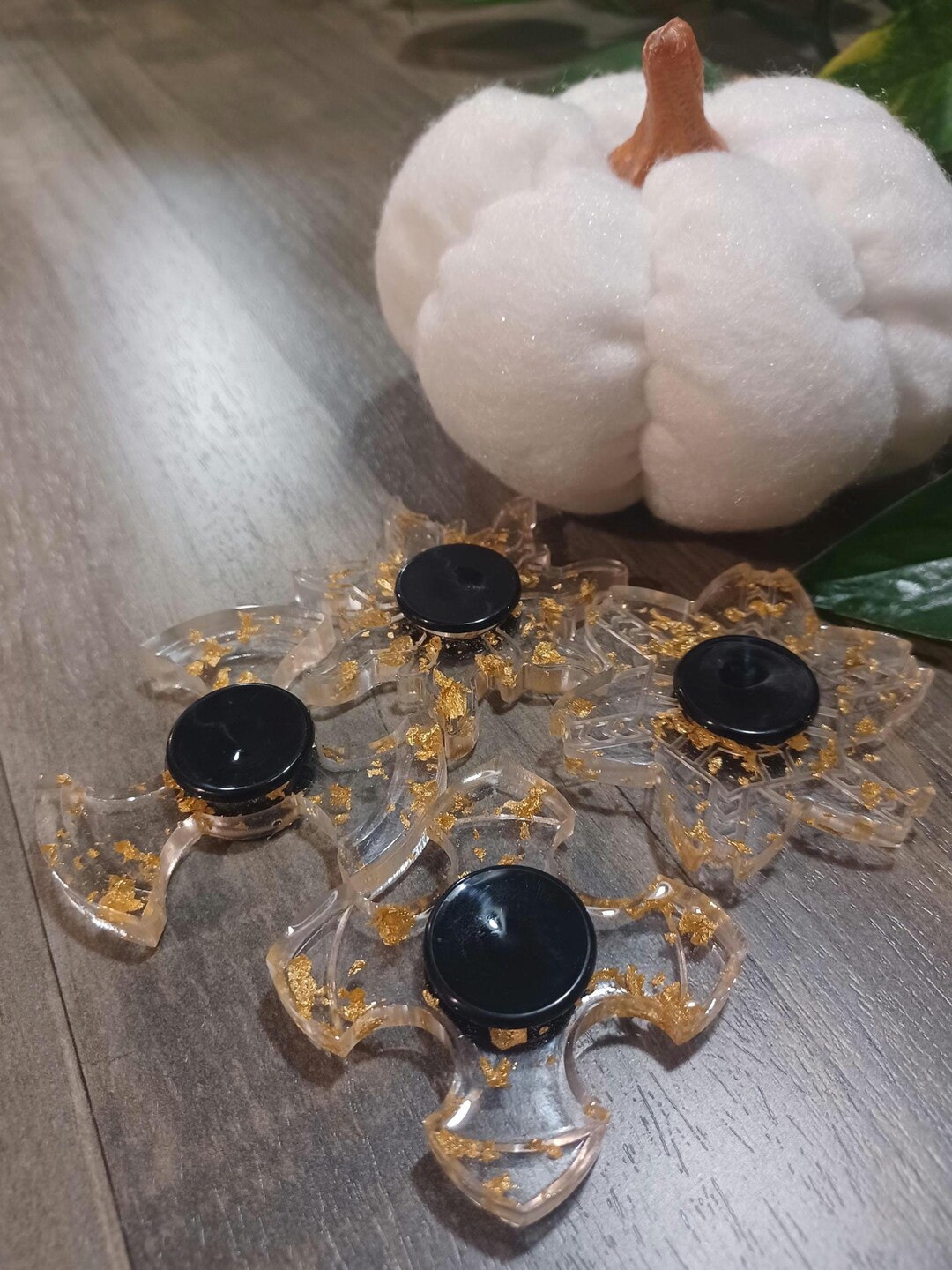 Set of 4 Gold/clear Resin Fidget Spinners - Etsy