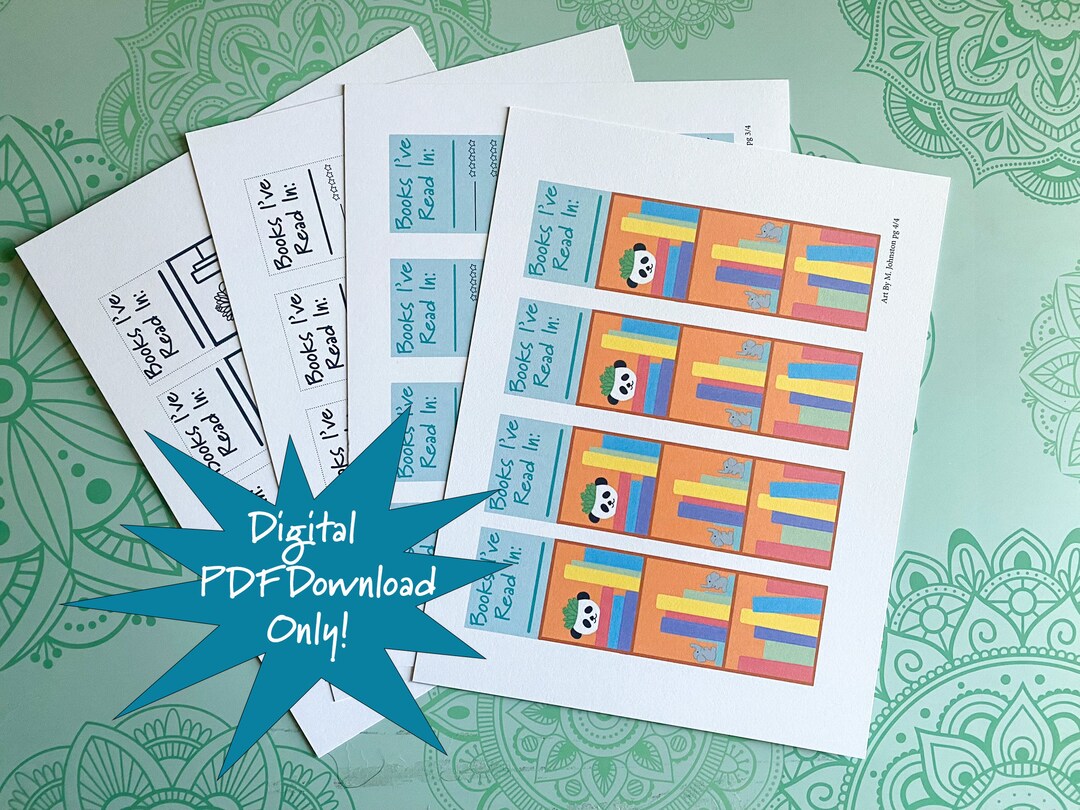 Book Tracking Printable Bookmarks Set of 2 Bookshelf Book Tracker Book ...