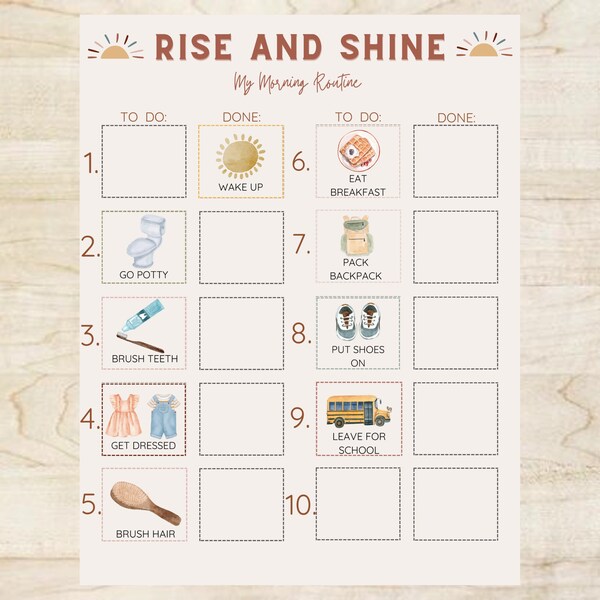 Morning Routine Velcro Chart - Etsy