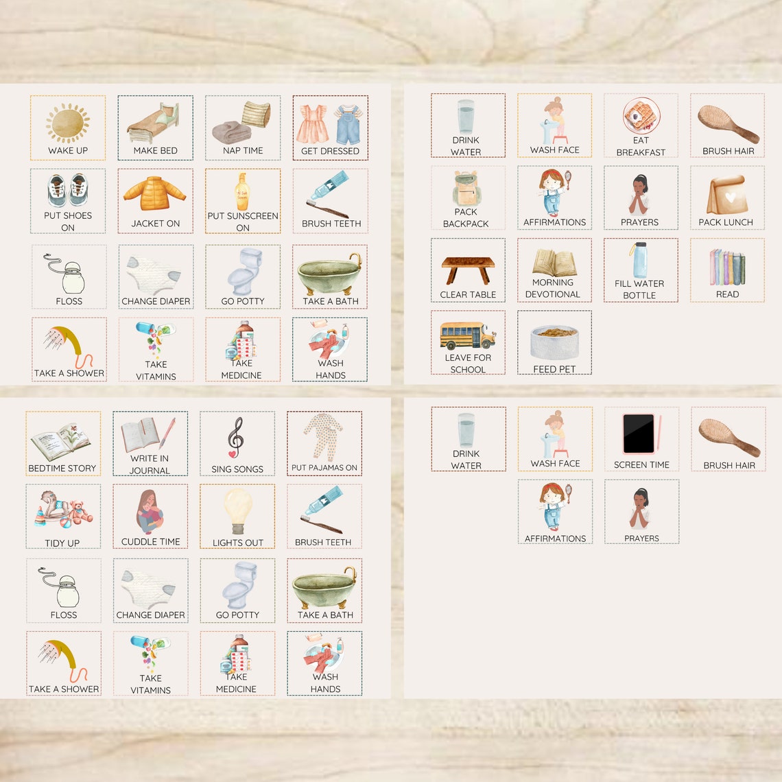 Morning and Nighttime Visual Routine Chart Schedule and Routine Chart ...