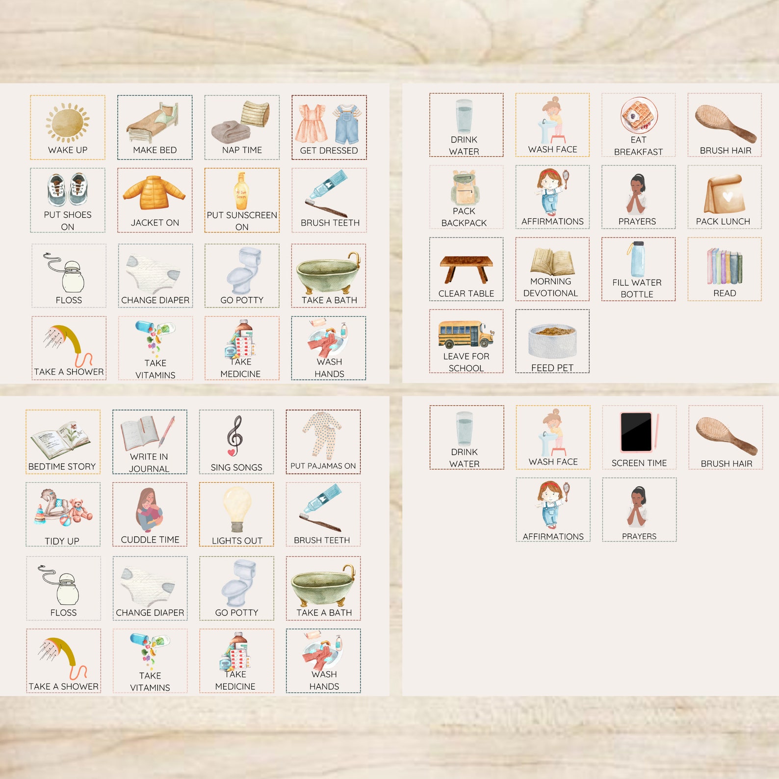 Morning and Nighttime Visual Routine Chart Schedule and Routine Chart ...