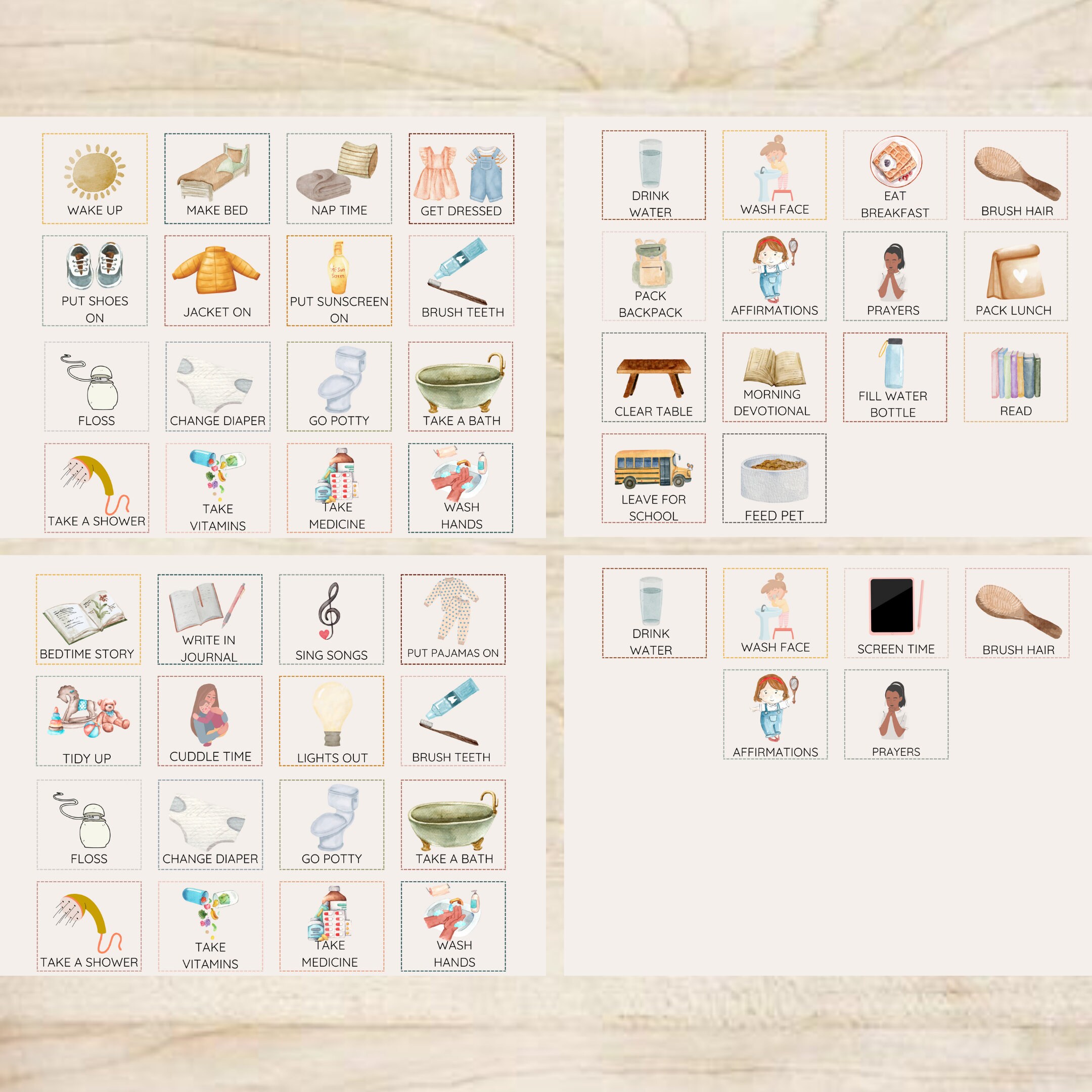 Morning and Nighttime Visual Routine Chart Schedule and Routine Chart ...